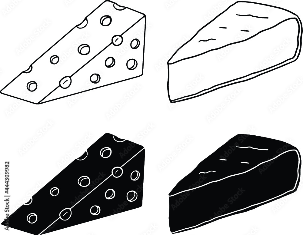 Cheese Outline Clipart - Vector Drawing Stock Vector | Adobe Stock