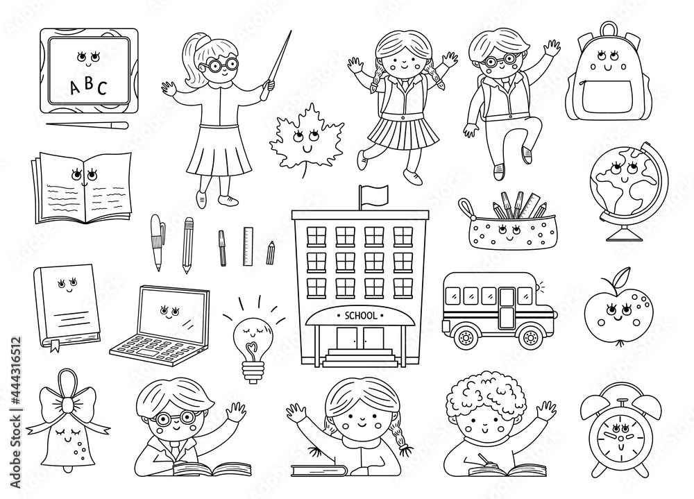 School Kids Clipart Black And White