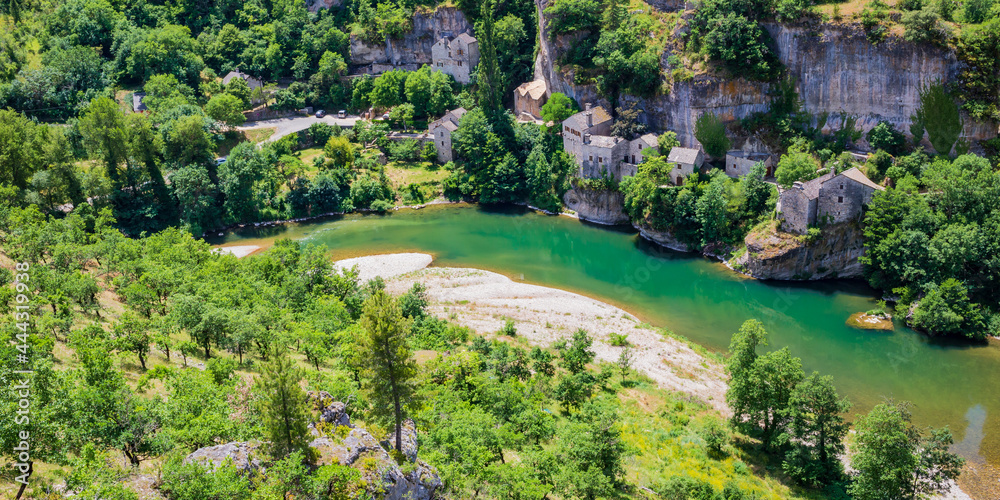 Small french village of Castelbouc in the Gorges du Tarn in France ...