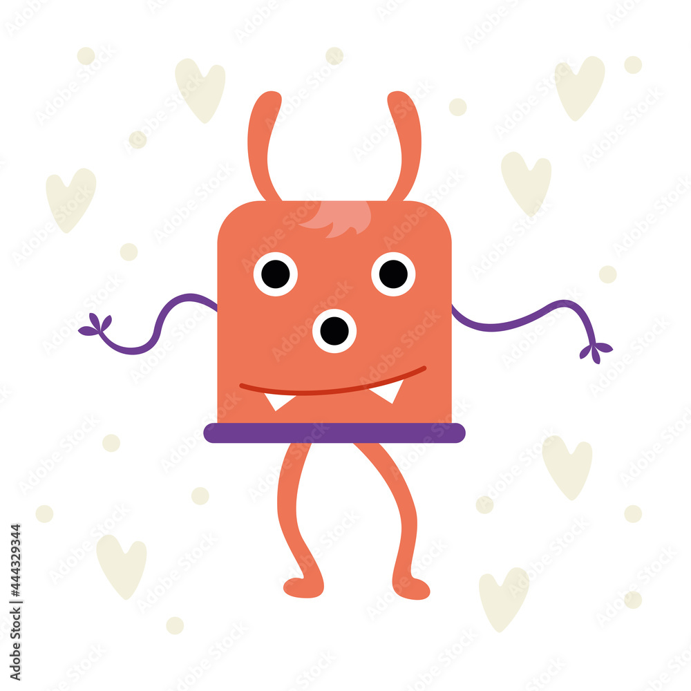 Pink monster. Children's character, cartoon, wallpaper, textiles ...