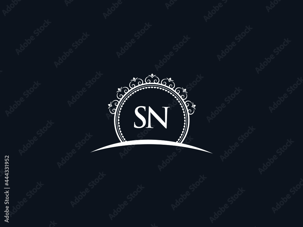 Luxury SN Letter, initial Black sn Logo Icon Vector For Hotel Heraldic ...