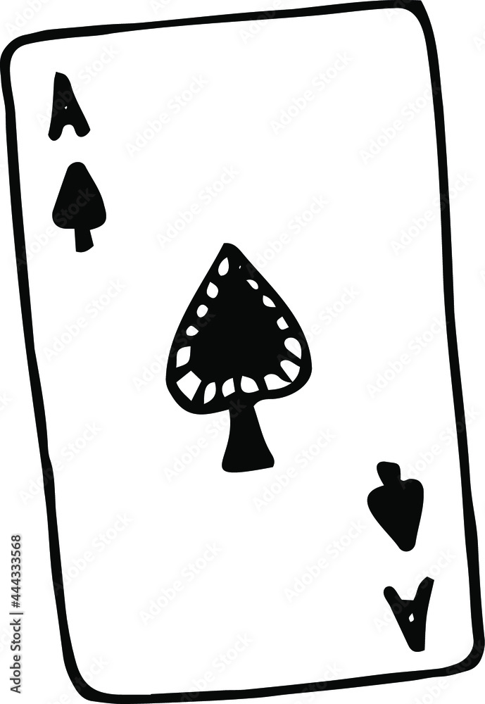 Hand draw playing cards. Outline casino card.Logo design.Line art ...