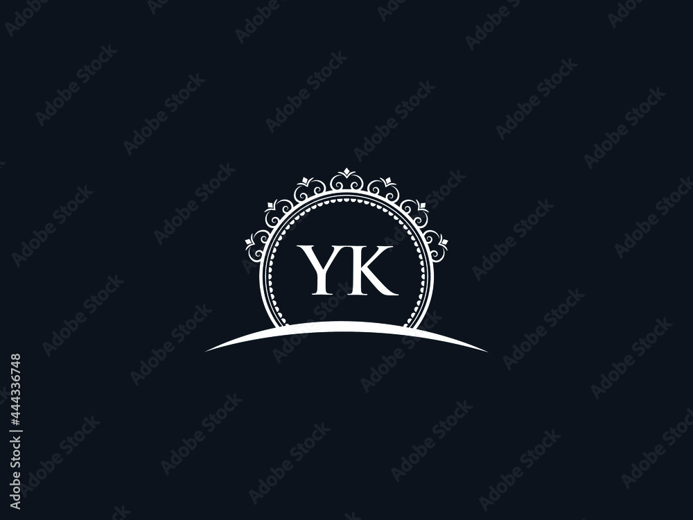 Luxury YK Letter, initial Black yk Logo Icon Vector For Hotel Heraldic ...