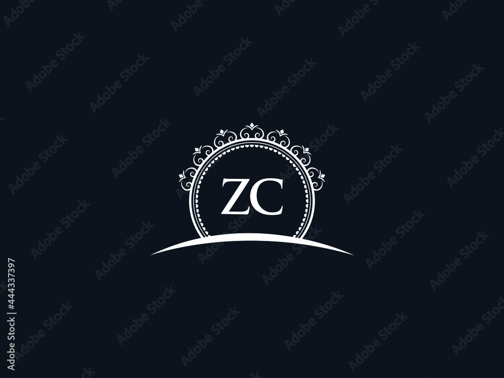 Luxury ZC Letter, initial Black zc Logo Icon Vector For Hotel Heraldic ...
