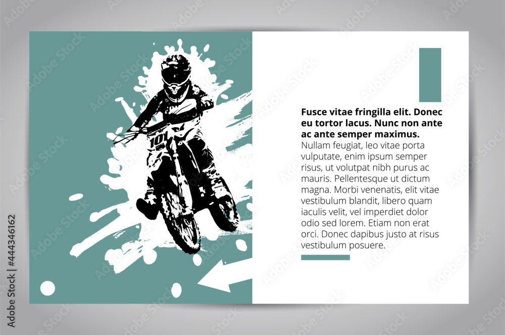 Sport background with active man riding motobike ready for internet ...