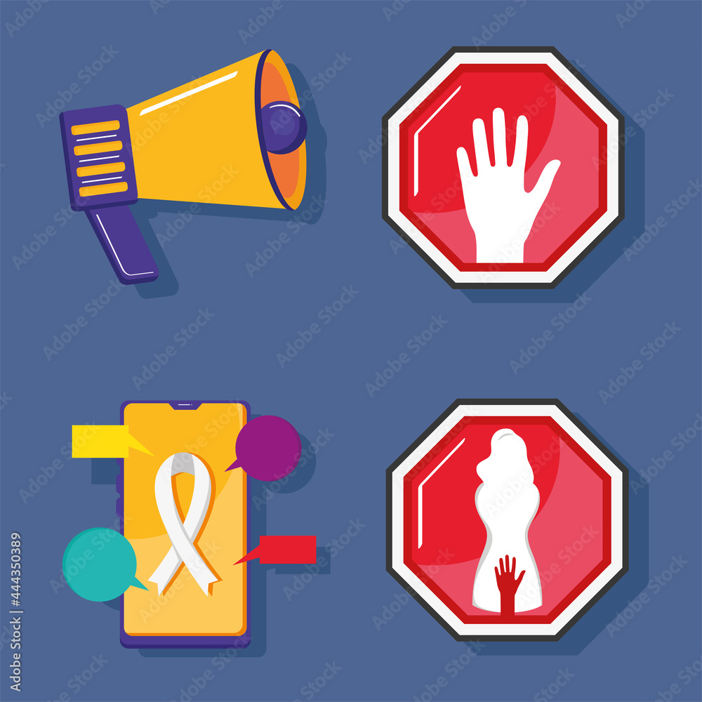 four sexual harassment icons Stock Vector | Adobe Stock