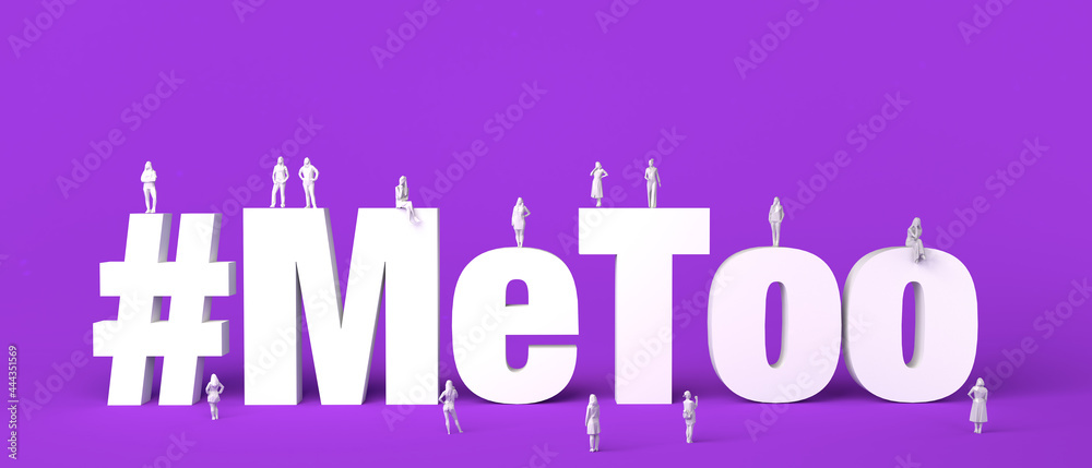 Banner with the hastag "Me too" and women around. International Day for ...