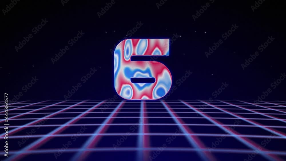 Counting down from 10 to 0. Synthwave wireframe net 80s. Retro futurism ...
