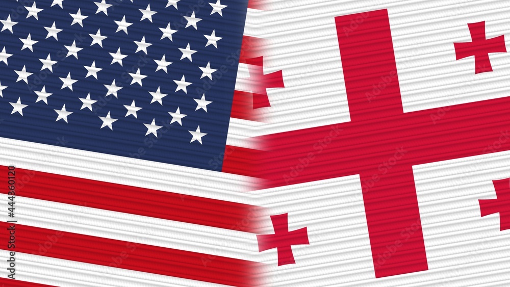 Georgia and United States of America Flags Together Fabric Texture ...