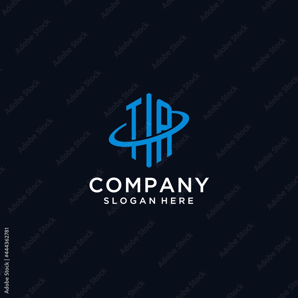 TA initial monogram logo with hexagonal shape and swoosh design Stock ...