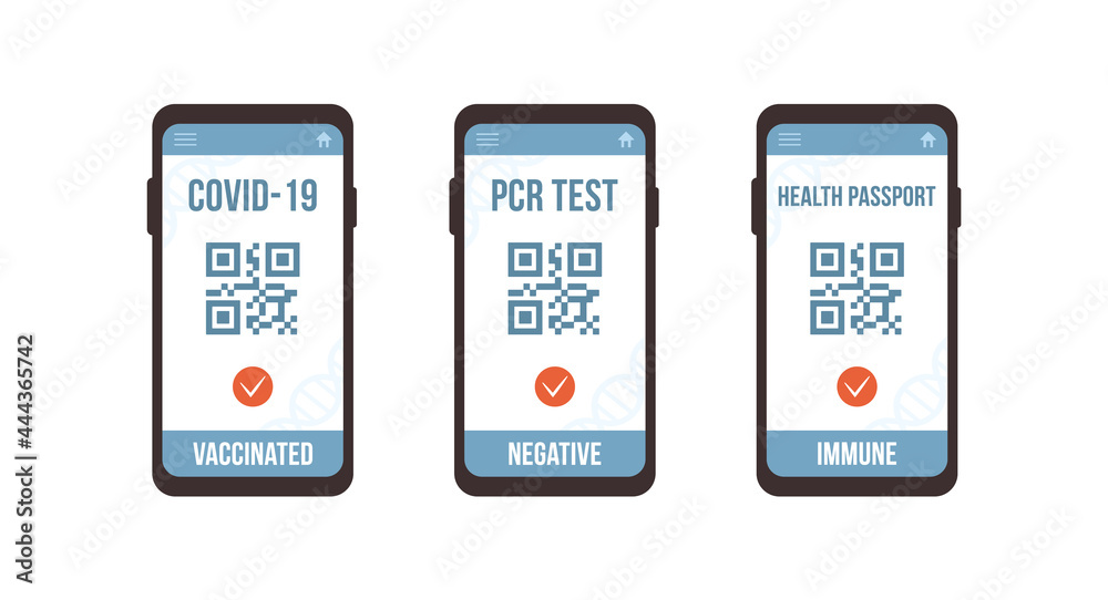 QR code with PCR test, vaccine and health passport. Check of safety ...