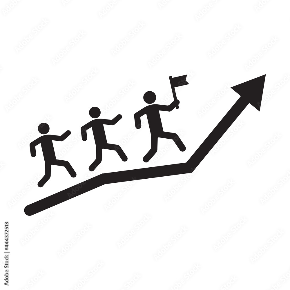 Leadership icon man holding flag in hand on the arrow sign vector for ...