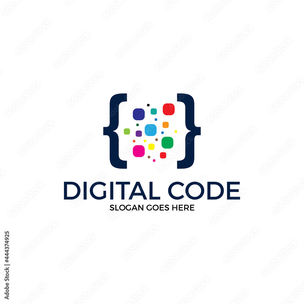 Digital code logo illustration. Colorful logo. coding. programmer logo ...