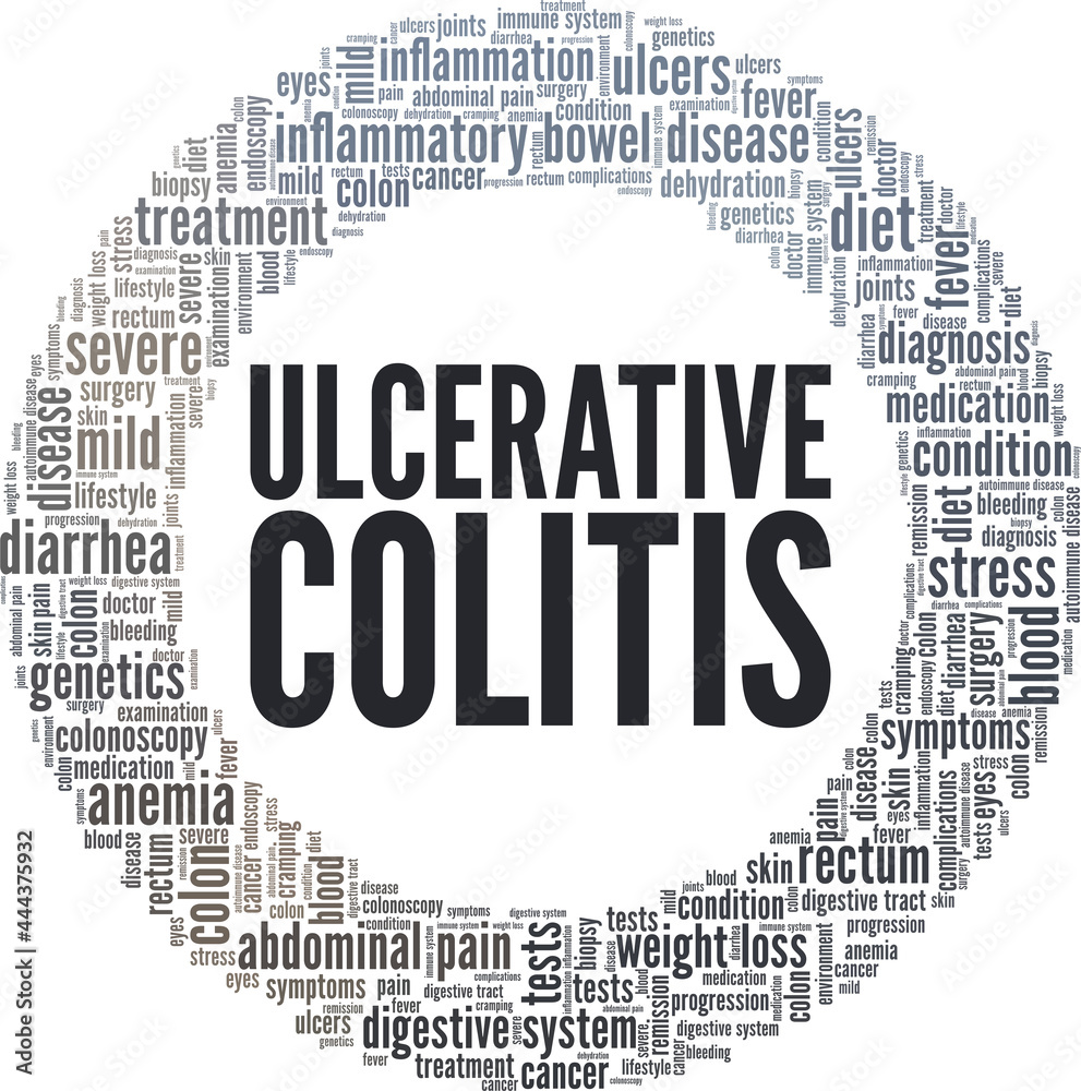 Ulcerative Colitis vector illustration word cloud isolated on a white ...