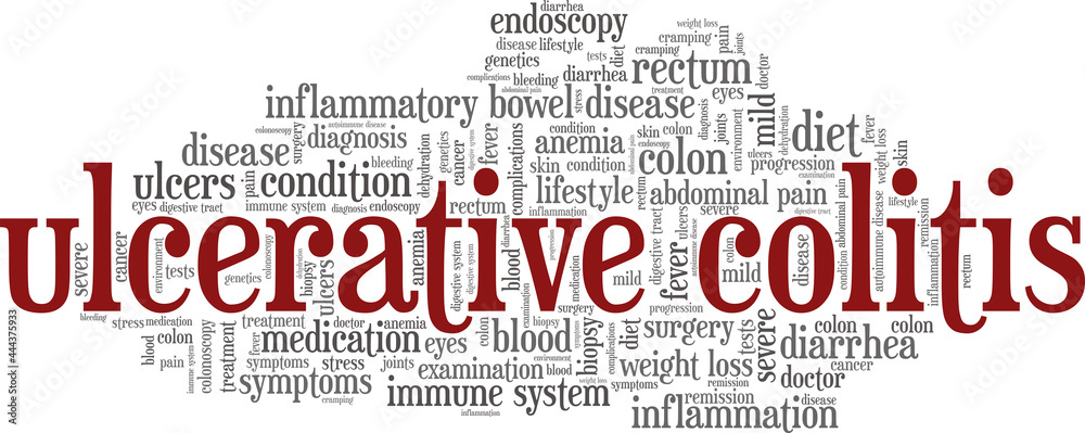 Ulcerative Colitis vector illustration word cloud isolated on a white ...