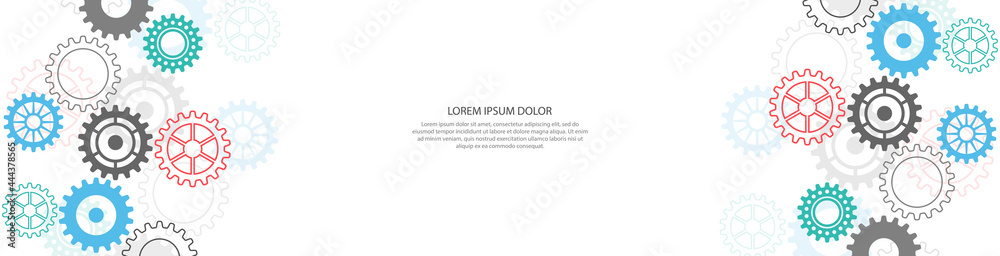 Website header or banner design with cogs and gear wheel mechanisms ...