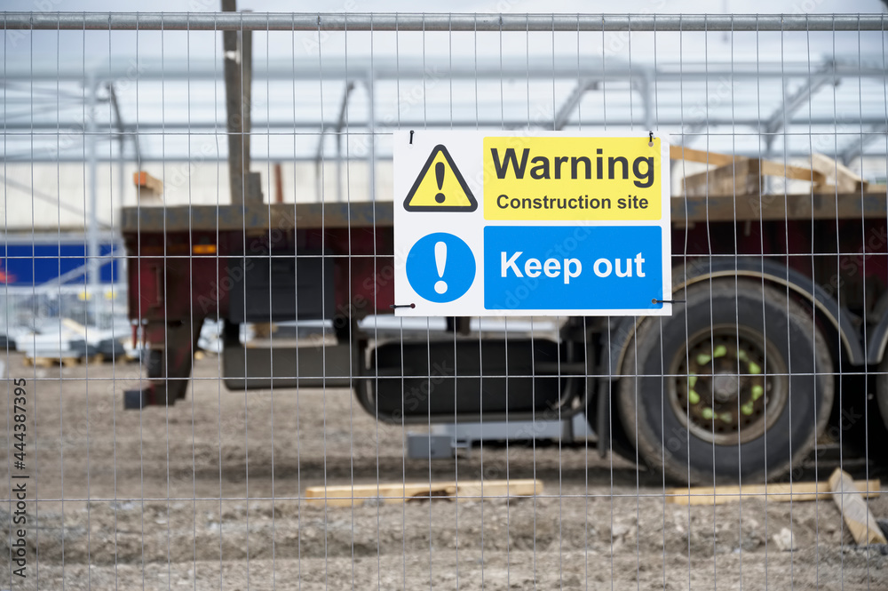 Construction site health and safety message rules sign board signage on ...