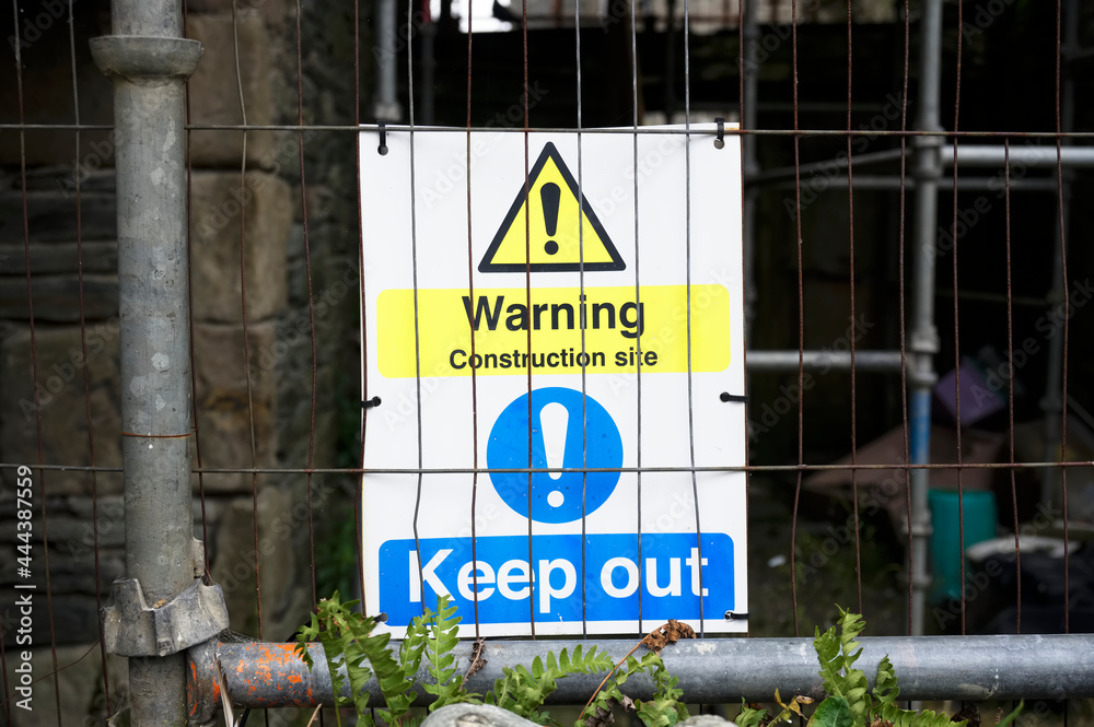 Construction site health and safety message rules sign board signage on ...