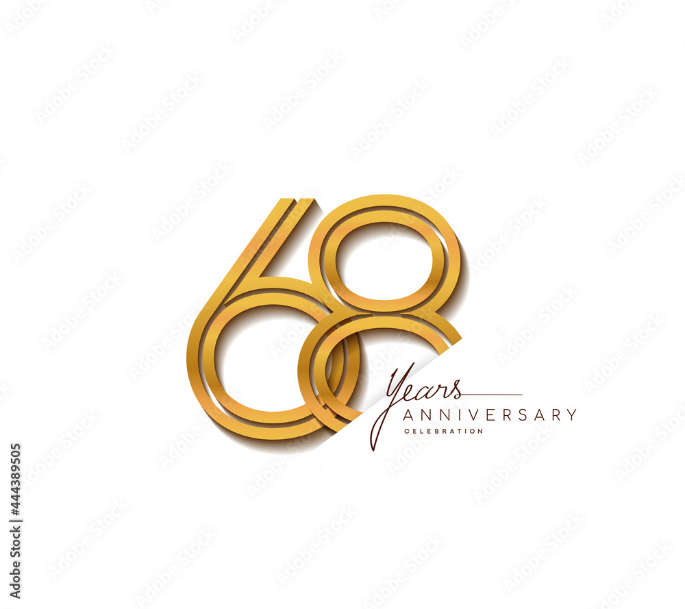 68th anniversary logo golden colored with linked number isolated on ...