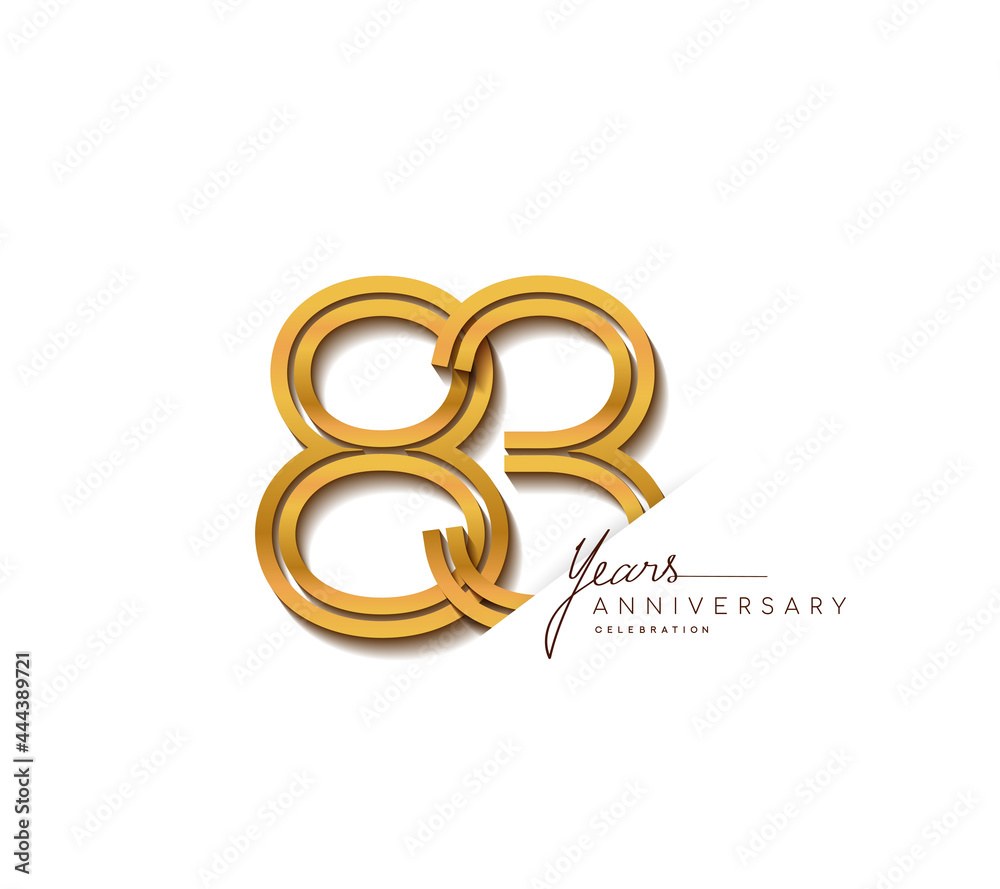 83rd anniversary logo golden colored with linked number isolated on ...