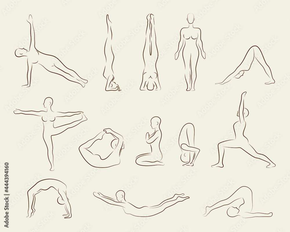 Set, collection of Isolated linear vector illustration of a hand-drawn ...