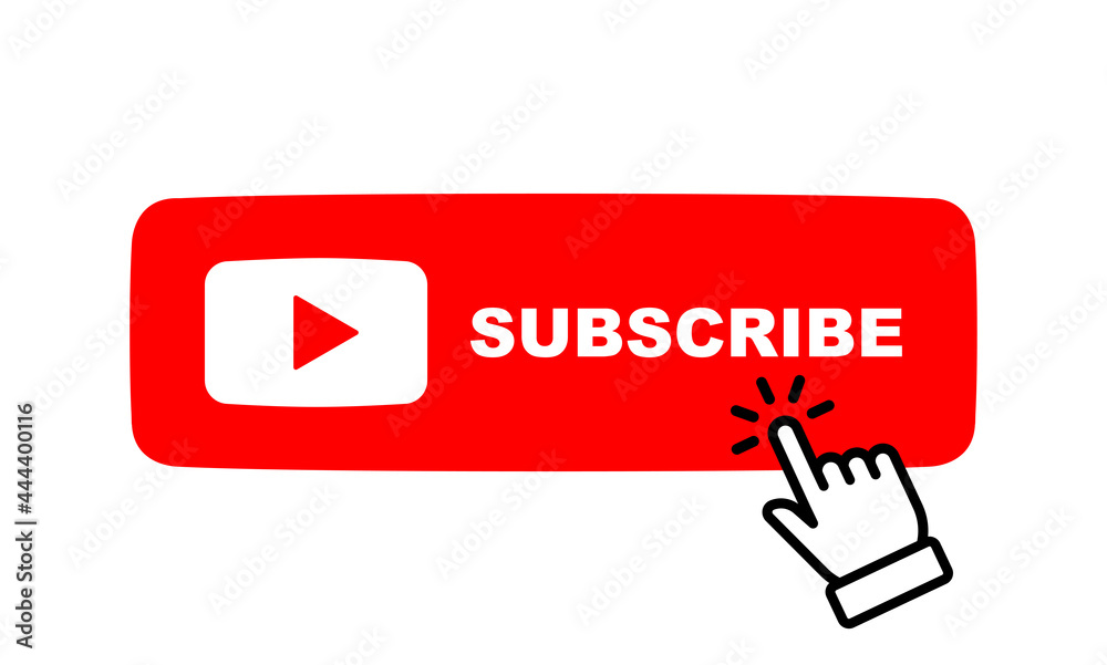 Subscribe button with hand click icon. Click button. Social media sign ...