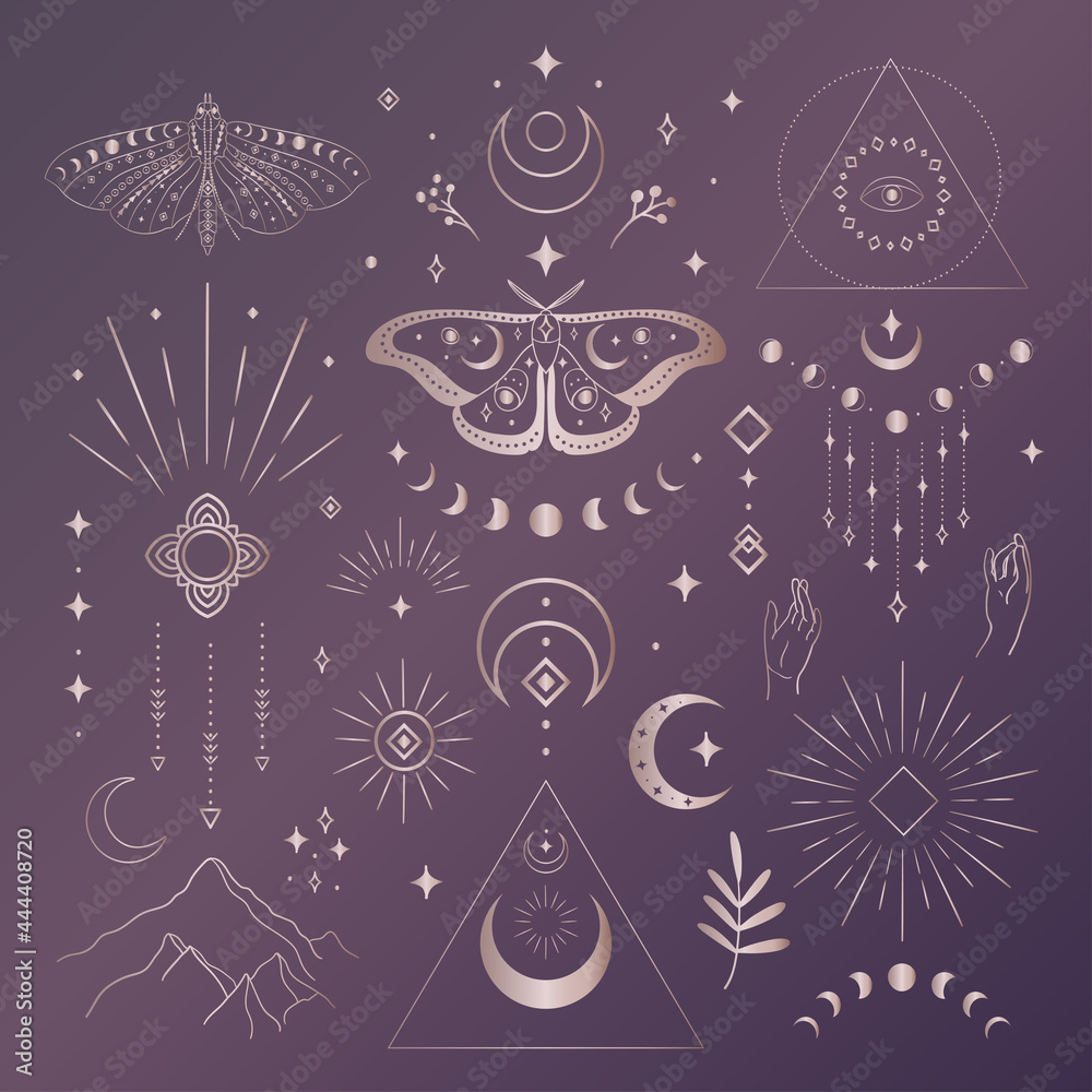 Golden vector abstract mystic line design elements Stock Vector | Adobe ...