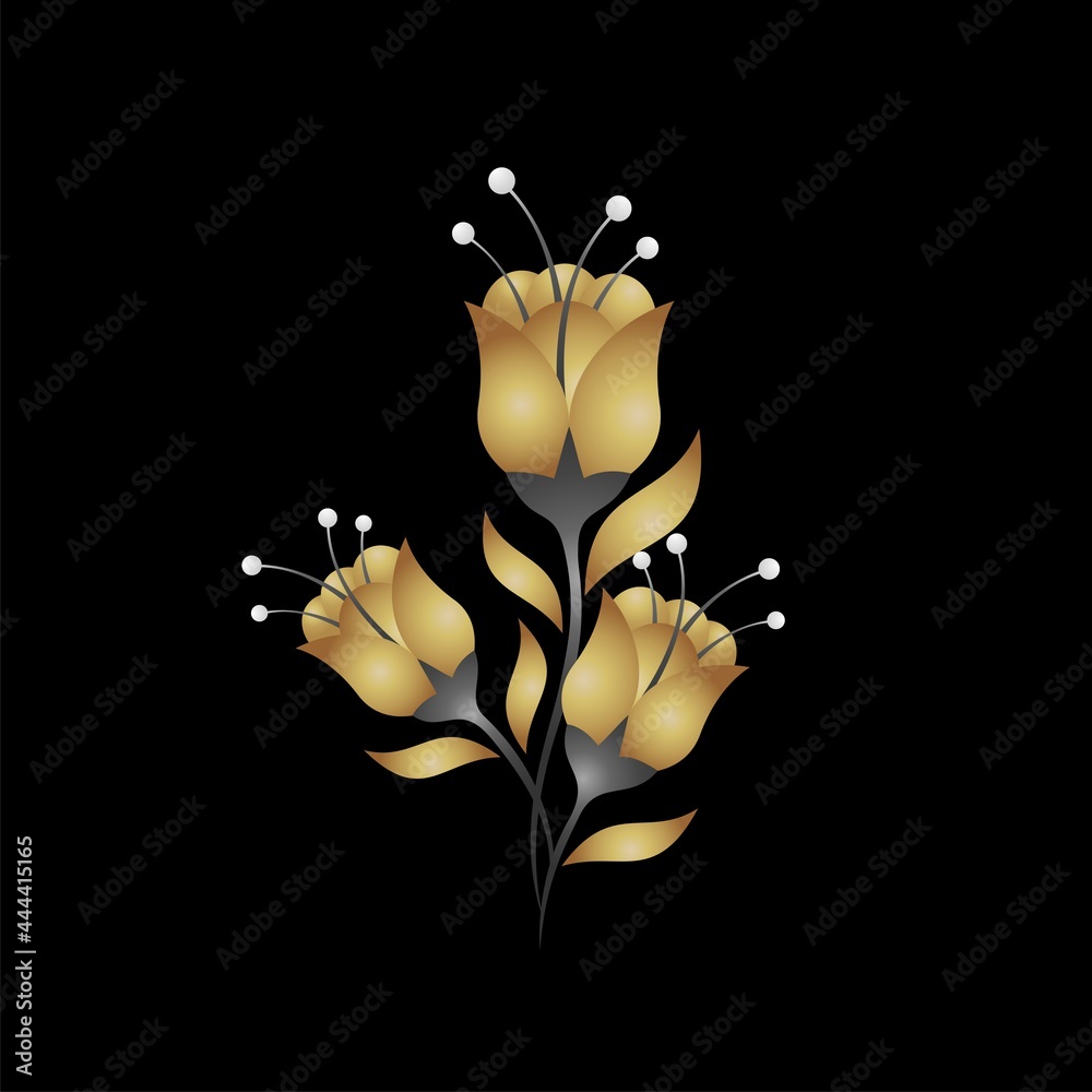 Golden flower vector for wedding card invitation and other event ...