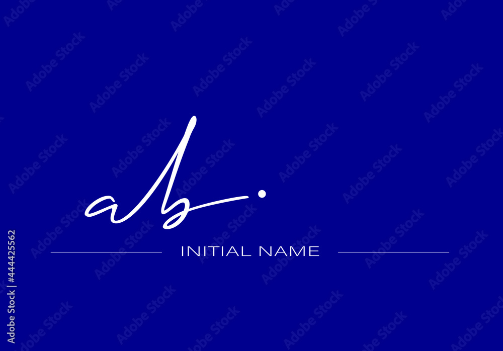 Stylish and elegant signature of letter AB with dark blue background ...