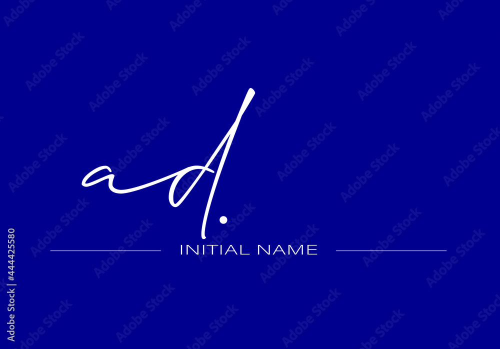 Stylish and elegant signature of letter AD with dark blue background ...
