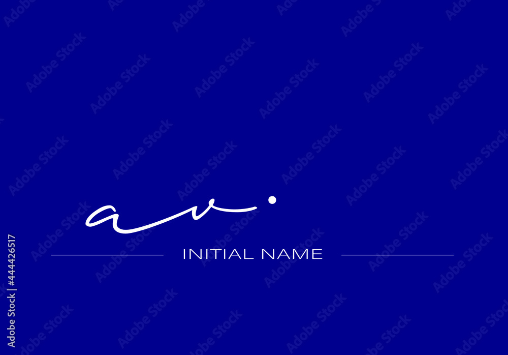 Stylish and elegant signature of letter AV with dark blue background ...