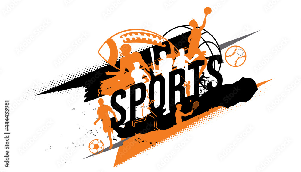 Vector illustration of sports abstract background design with sport ...