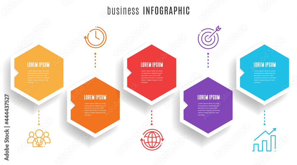 Hexagon timeline infographic template 5 steps Stock Vector | Adobe Stock