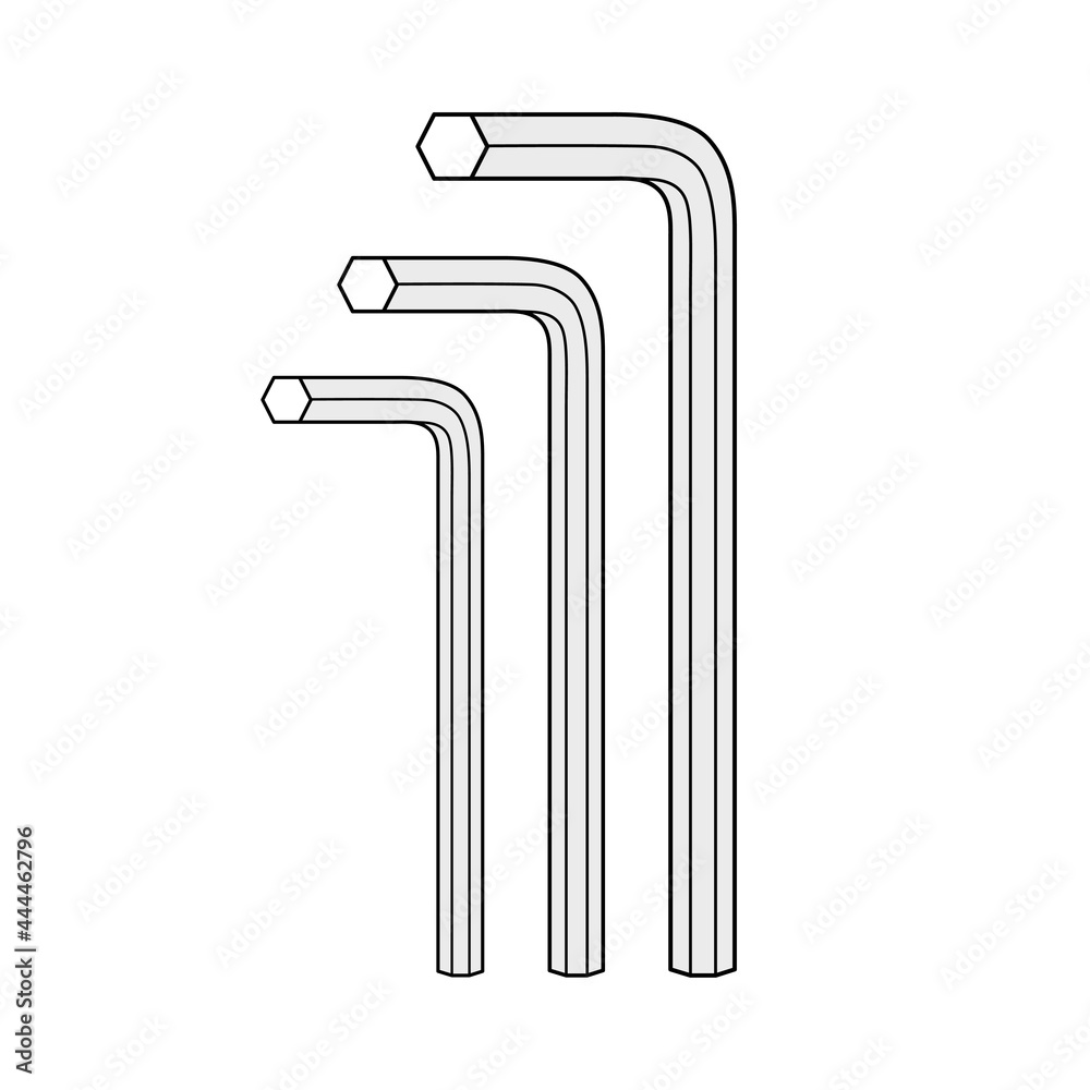 Hex key or allen wrench tool set isolated vector Stock Vector | Adobe Stock
