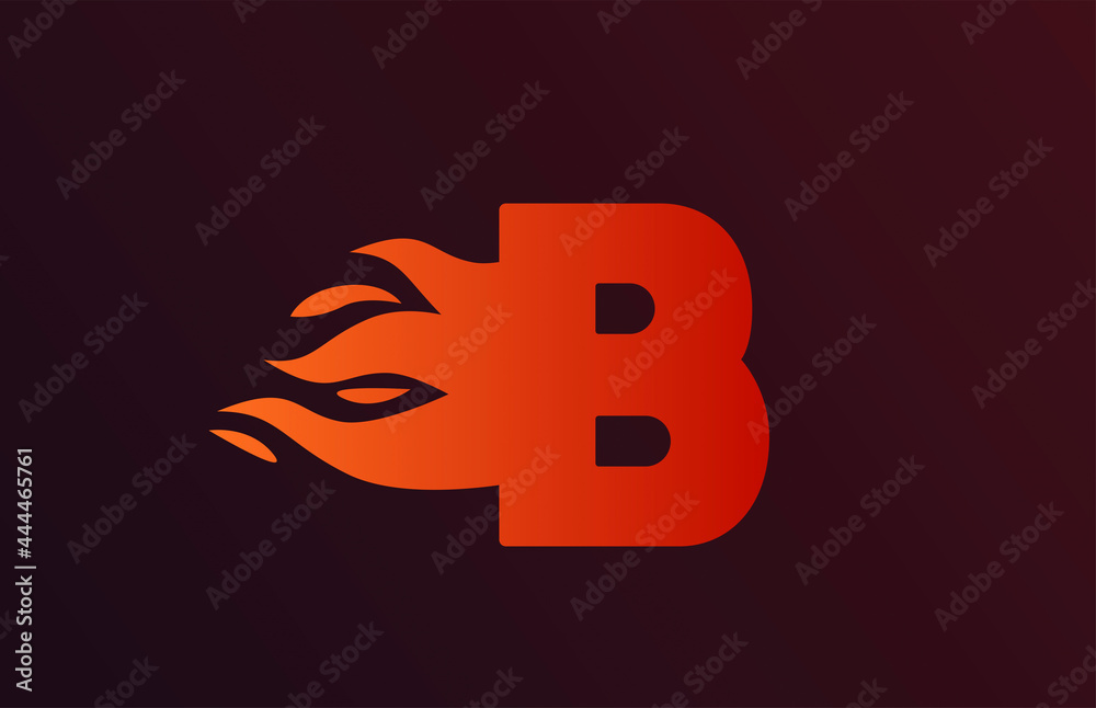 fire red flames B alphabet letter icon for business and company ...
