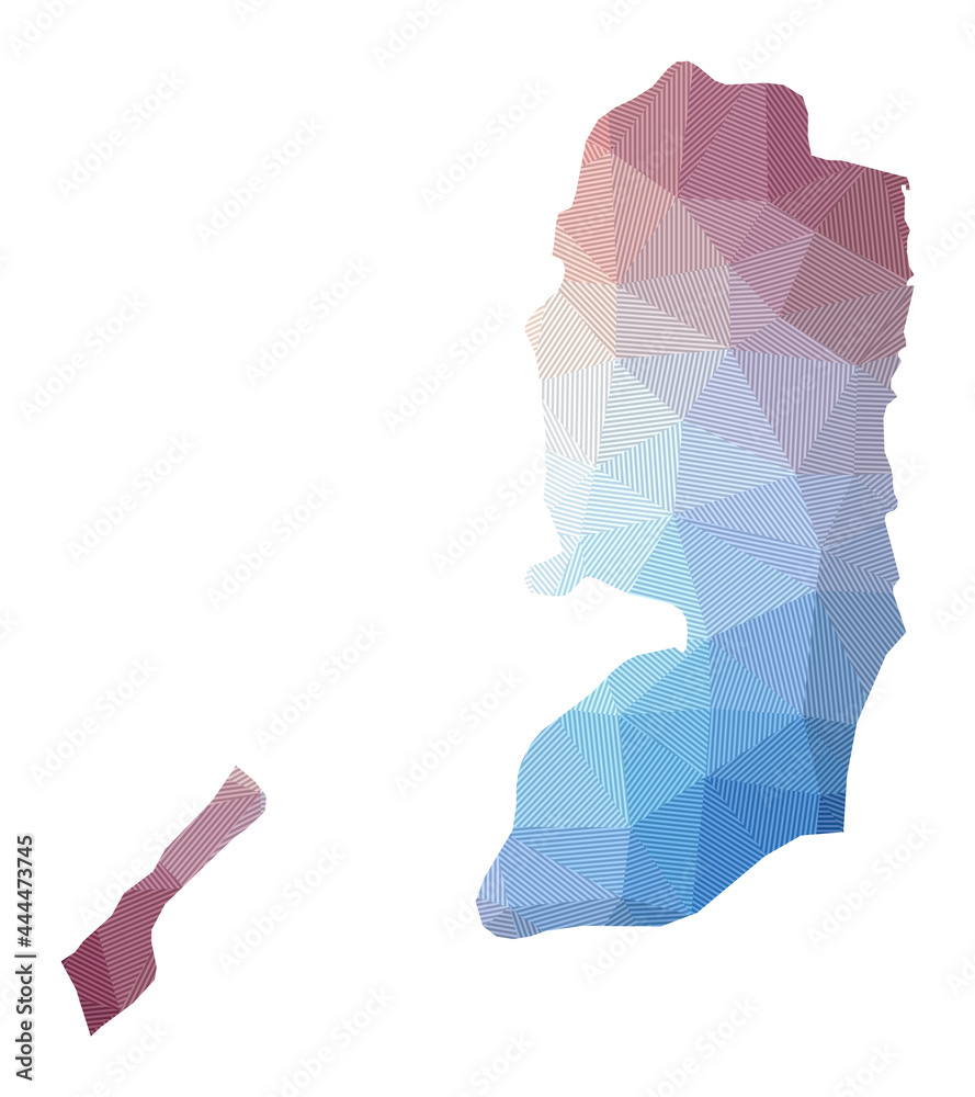 Map of Palestine. Low poly illustration of the country. Geometric ...