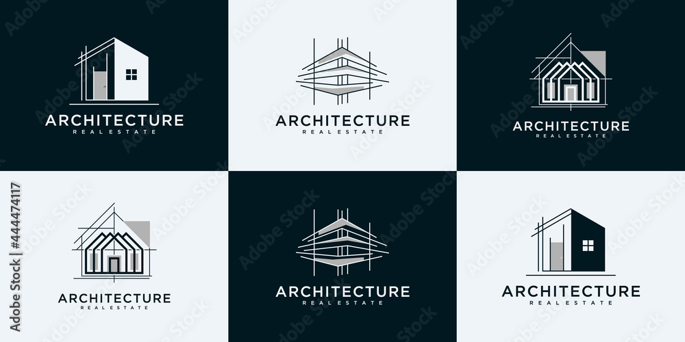 Collection of building architecture logo design templates Stock Vector ...
