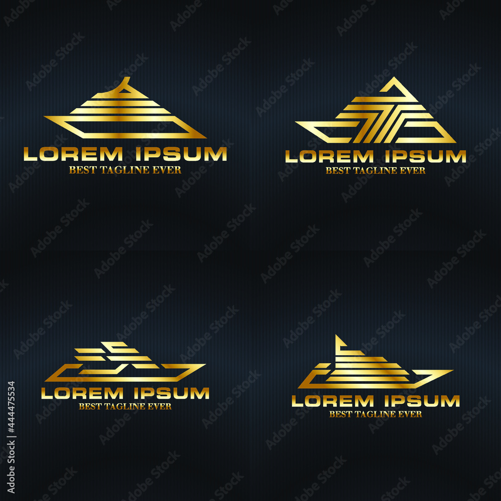 Gold yachts and cruises logo bundle. Stock Vector | Adobe Stock