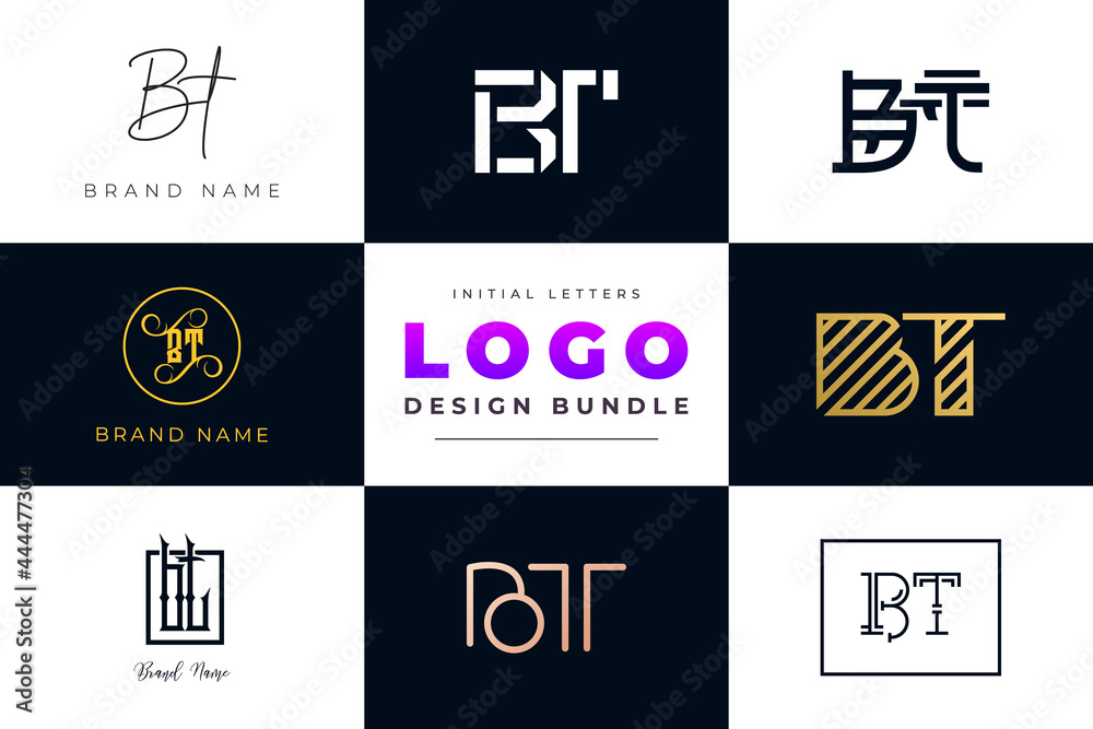 Set of collection Initial Letters BT Logo Design. Stock Vector | Adobe ...