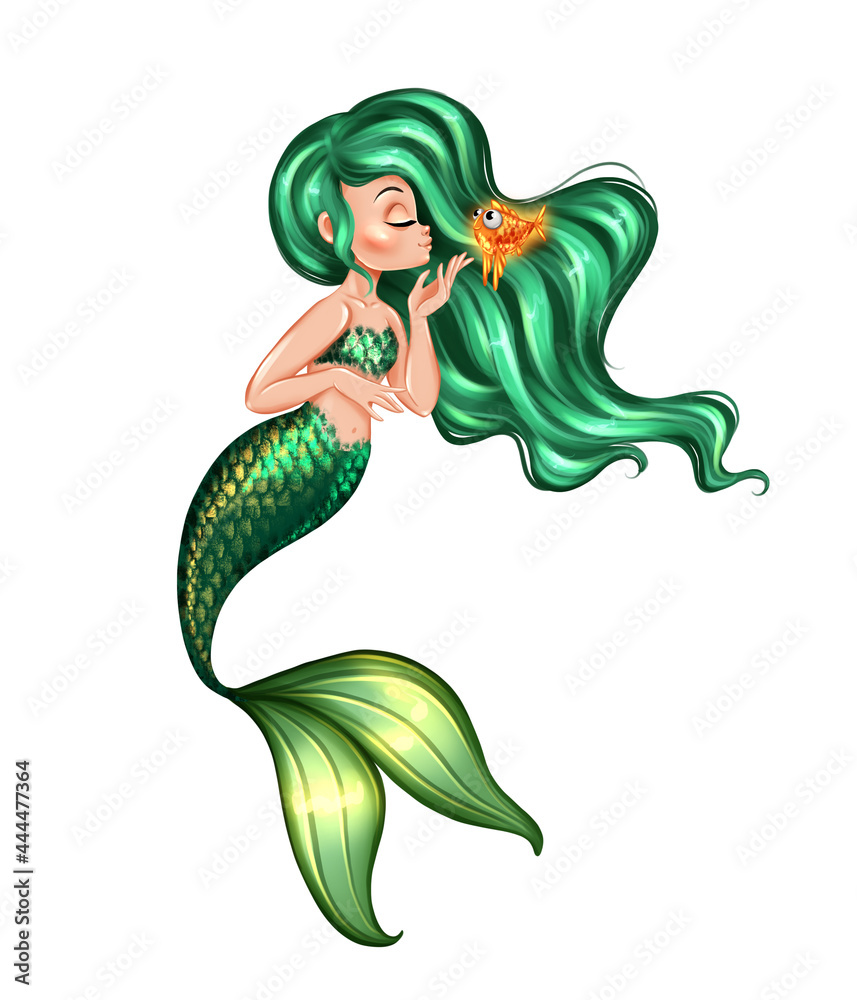 Beautiful mermaid hand drawing illustration. Pisces zodiac sign Stock ...
