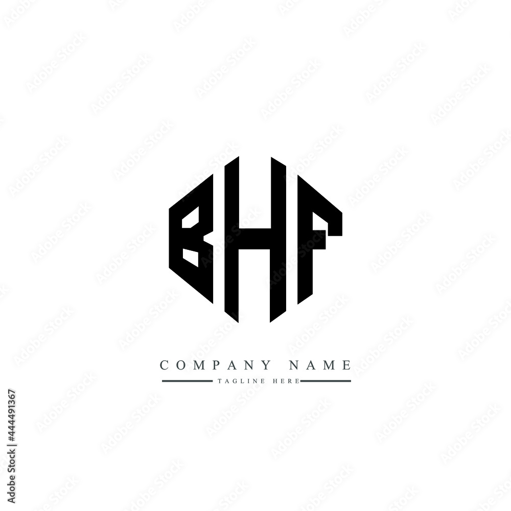 BHF letter logo design with polygon shape. BHF polygon logo monogram ...
