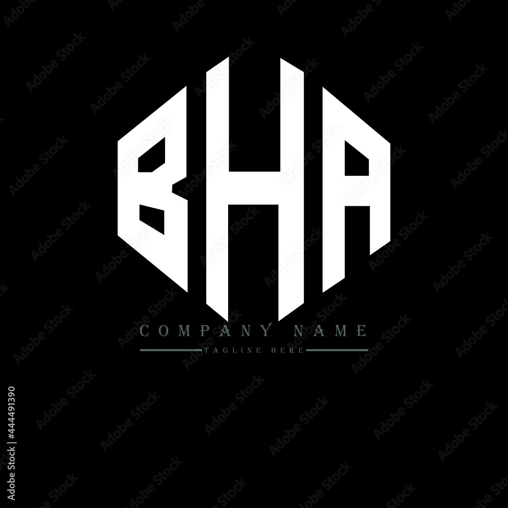 BHA letter logo design with polygon shape. BHA polygon logo monogram ...