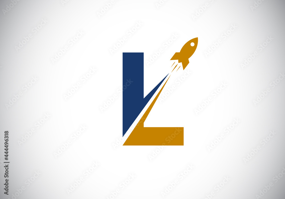 Initial L monogram letter alphabet with a Rocket logo design. Rocket ...