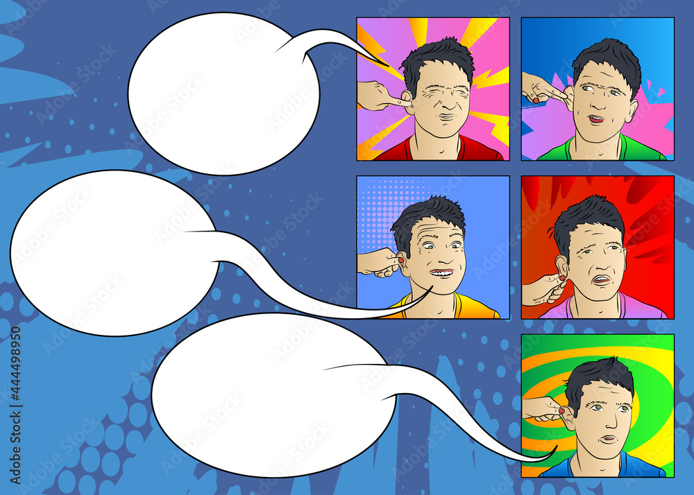 Woman pulling on her boyfriend's ears. Fun or punishment concept ...