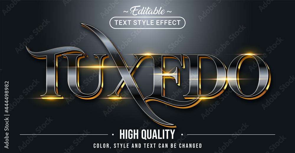 Editable text style effect - Tuxedo text style theme. Stock Vector ...