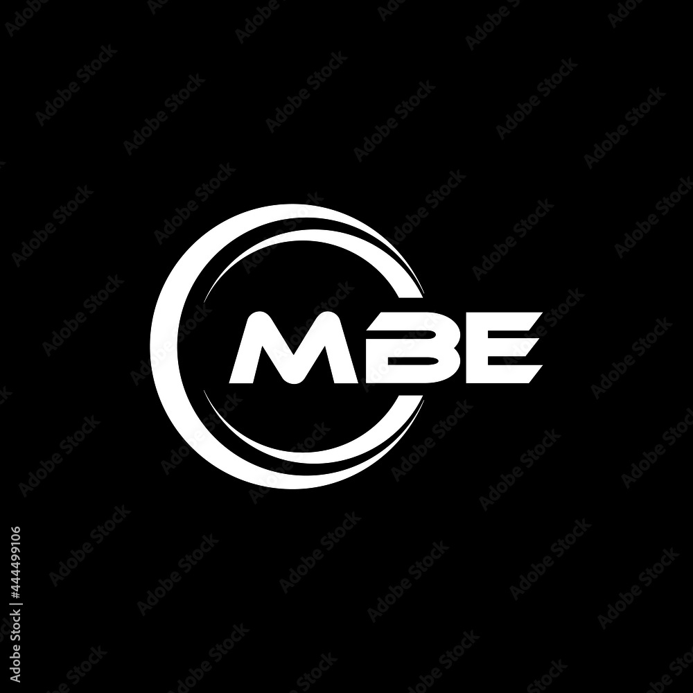 Vecteur Stock MBE letter logo design with black background in ...