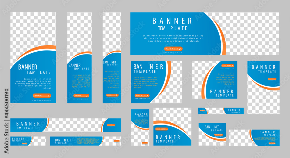 Set of Corporate Business web banners with standard size and place for ...