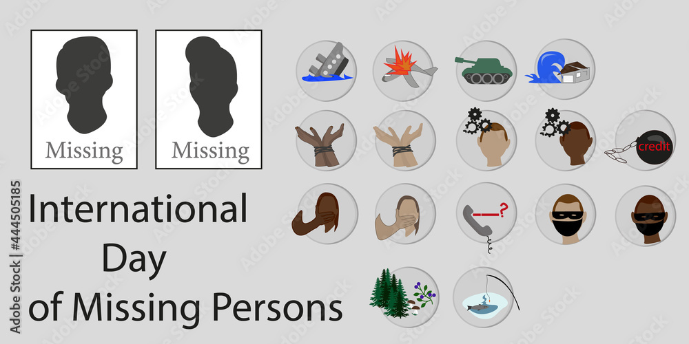 Vetor de International Day of Missing Persons. Lost anonymous person ...
