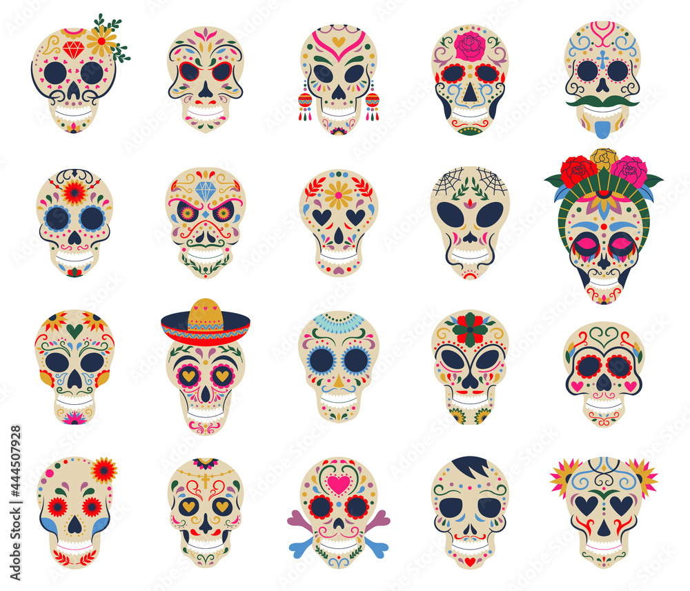Day Of The Dead Skulls Dia De Los Muertos Traditional Mexican Sugar 