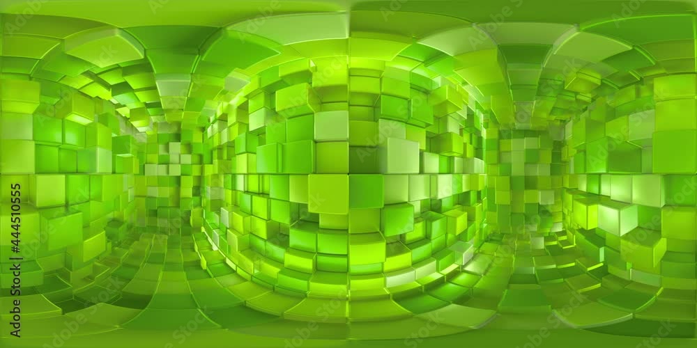 VR360 Abstract Green Cubes geometric Background. Cube pattern wall. 3D ...